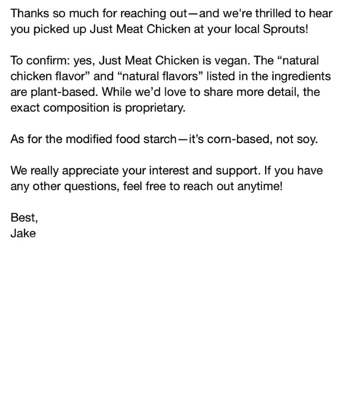 Just Meat Chicken - Ingredients And Review - The VGN Way